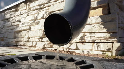 Drainage pipe. Rain water flowing from p... | Stock Video | Pond5