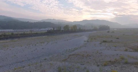 Drained River Aerial View | Stock Video | Pond5