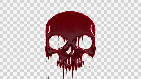 Dramatic bloody skull isolated on transp... | Stock Video | Pond5