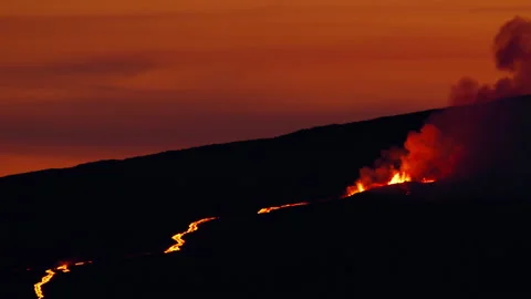 Dramatic red hot molten lava fountain vo... | Stock Video | Pond5