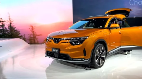 Dramatic Side View of the all-new, all-e... | Stock Video | Pond5