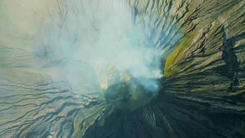 Dramatic view inside the crater and cald... | Stock Video | Pond5