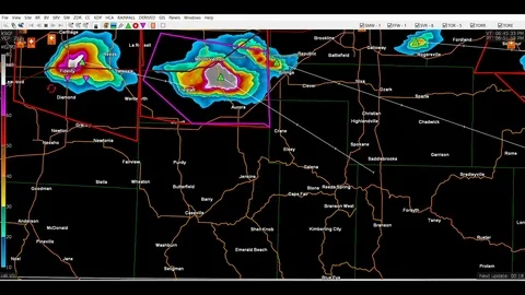 Dramatic weather radar screen with torna... | Stock Video | Pond5