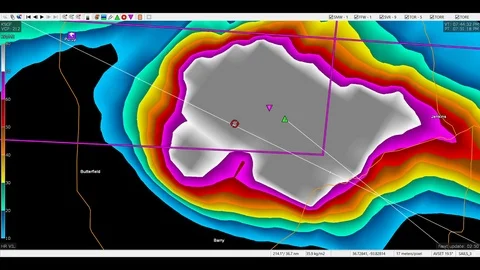 Dramatic weather radar screen with torna... | Stock Video | Pond5