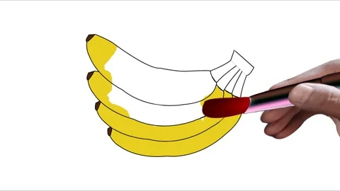 Draw Banana fill color in sketch animati... | Stock Video | Pond5