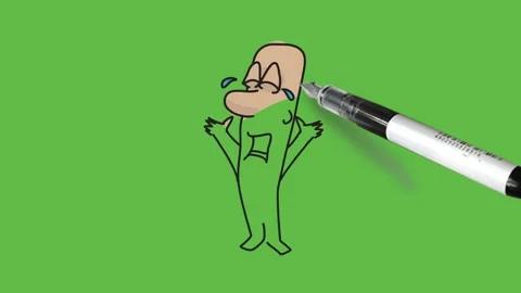 Draw cartoon character bald man crying l... | Stock Video | Pond5