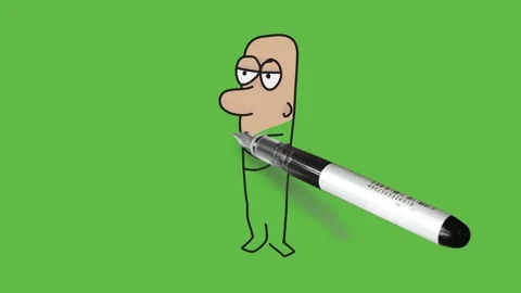 Draw cartoon character bald man fold han... | Stock Video | Pond5
