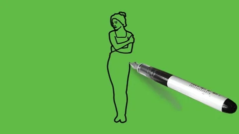 Draw girl fold arms from elbow crossed s... | Stock Video | Pond5