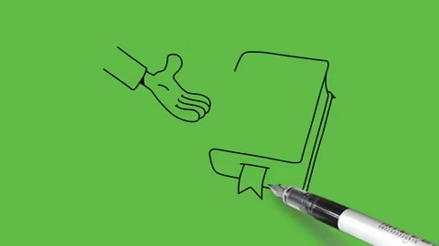 draw human hand try to pick up book with... | Stock Video | Pond5