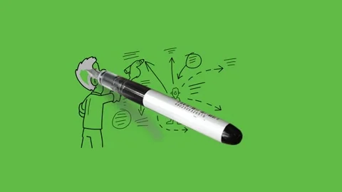 Draw man on blank rectangle board by two... | Stock Video | Pond5