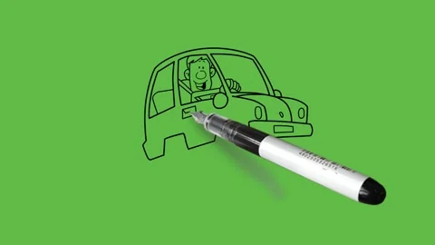 Draw running car drive by young man with... | Stock Video | Pond5