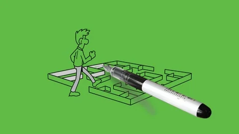 draw standing young man keep step in puz... | Stock Video | Pond5