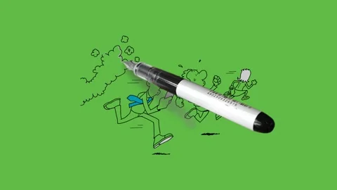 draw two men running fast hold both fist... | Stock Video | Pond5