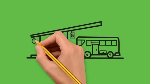 drawing an Bus Stop art with color combi... | Stock Video | Pond5