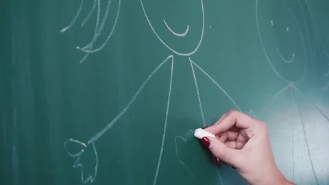 Drawing on Chalk Board at School, Girls ... | Stock Video | Pond5
