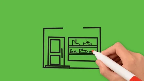 drawing an grocery store art with Black ... | Stock Video | Pond5