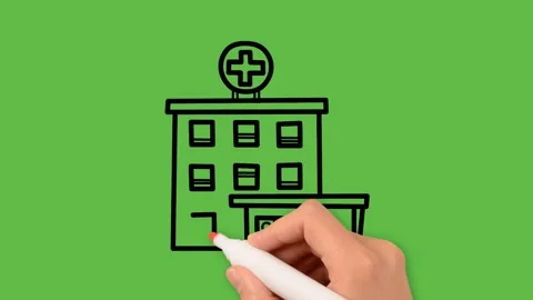 drawing an hospital art with color combi... | Stock Video | Pond5