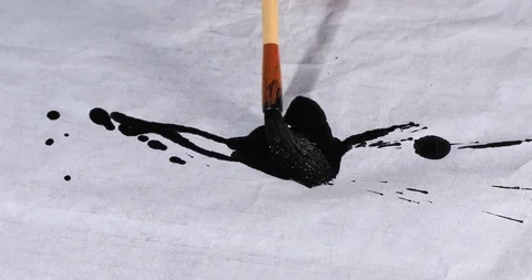 Drawing with Korean black ink spreading ... | Stock Video | Pond5