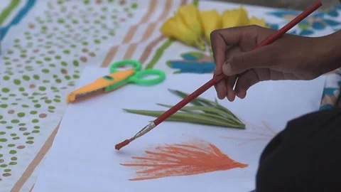 Drawing Leaf On The Paper, Drawing Activ... | Stock Video | Pond5