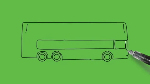Drawing an passenger bus side view with ... | Stock Video | Pond5