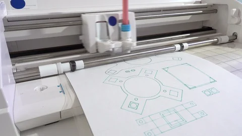 A drawing plotter draws a schematic of i... | Stock Video | Pond5