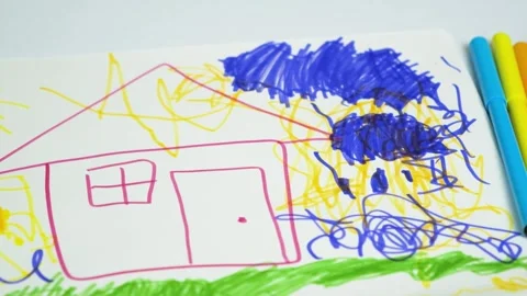 Drawing of a preschooler drawn with felt... | Stock Video | Pond5