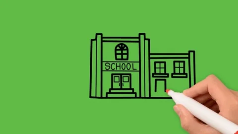 School Building Drawing Stock Video Footage | Royalty Free School ...