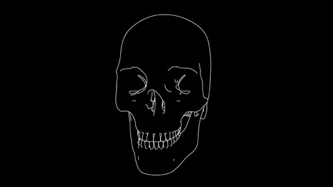 drawing of skeleton skull laughing in bl... | Stock Video | Pond5