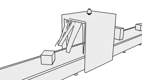 Drawing of sorting belt conveyor boxes | Stock Video | Pond5