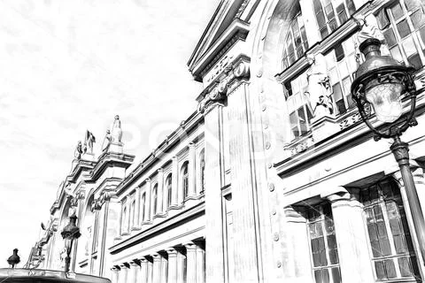 Drawing style that represents a glimpse of one of the historical ...