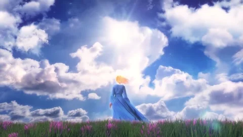 Dream Girl in a Windy Grass Meadow - Loo... | Stock Video | Pond5