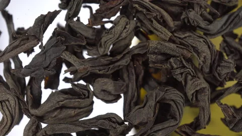 Dried tea leaves fall on the glass again... | Stock Video | Pond5