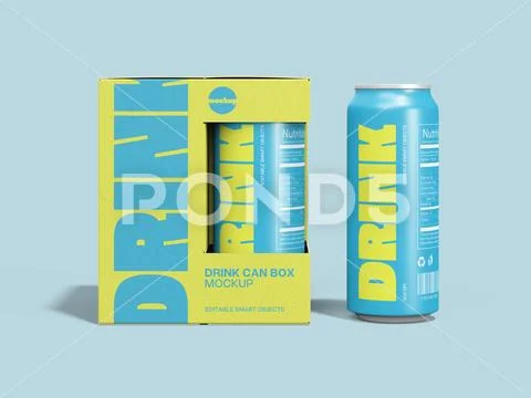 PSD Template: Drinks Can Box Packaging Mockup #294277823