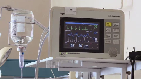 Drip in operation room with ECG monitori... | Stock Video | Pond5