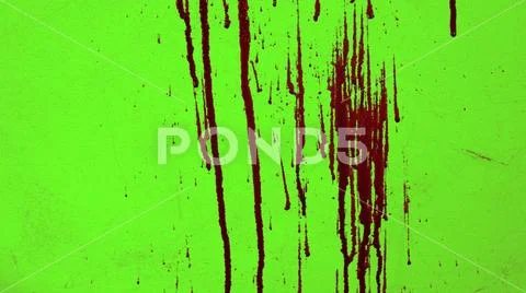 Photograph: Dripping Bloody Wall on Green Screen Background #78113687