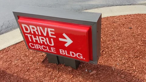 Drive Thru Circle Building Signage | Stock Video | Pond5