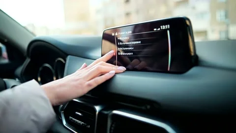 Driver Touching Navigation Screen Car Da... | Stock Video | Pond5
