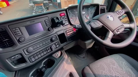 Driver's cabin of SCANIA P410 XT. Truck ... | Stock Video | Pond5