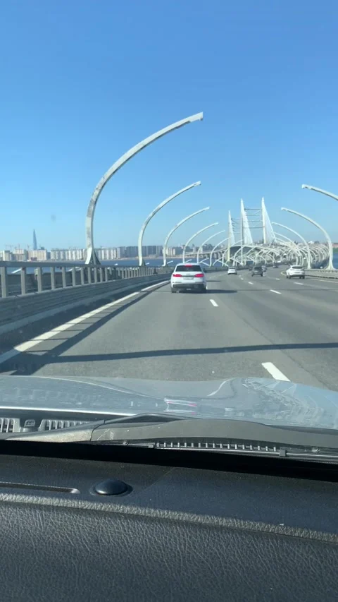 Driving across the bridge, first person ... | Stock Video | Pond5