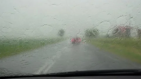 Driving a car in heavy rain. View from i... | Stock Video | Pond5