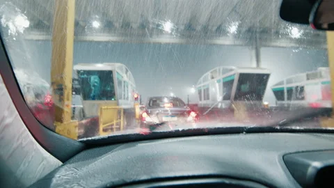 Driving at heavy rain. Man driver and wo... | Stock Video | Pond5