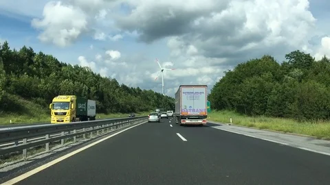 Driving on a high road, electrical wind ... | Stock Video | Pond5