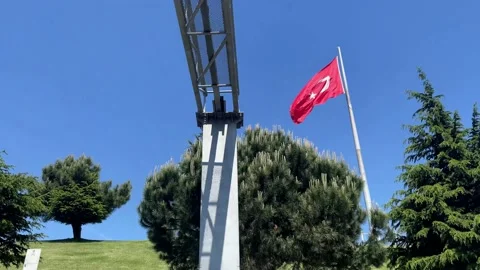 driving passing Turkish flag Turkey on h... | Stock Video | Pond5
