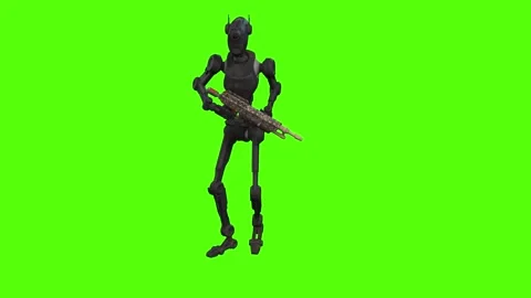Droid Walking Back aiming Green Screen A... | Stock Video | Pond5