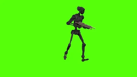 Droid Walking Forward Armed Green Screen... | Stock Video | Pond5