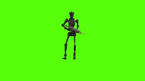 Droid Walking Forward Armed Green Screen... | Stock Video | Pond5