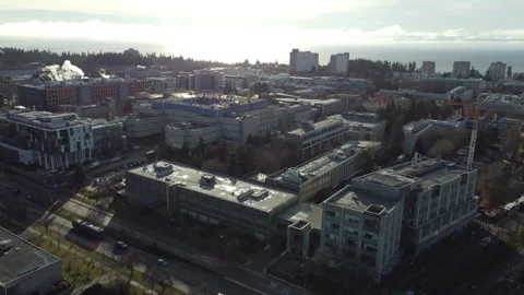 Drone aerial pushes outwards above UBC c... | Stock Video | Pond5
