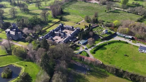 Drone aerial view of Castle Upton Estate... | Stock Video | Pond5