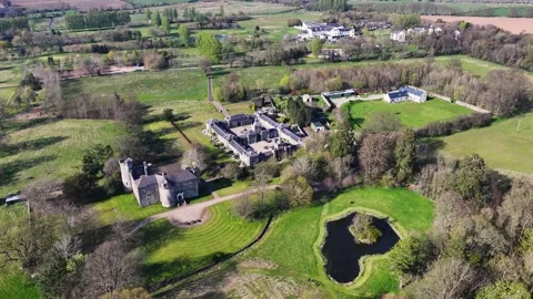 Drone aerial view of Castle Upton Estate... | Stock Video | Pond5