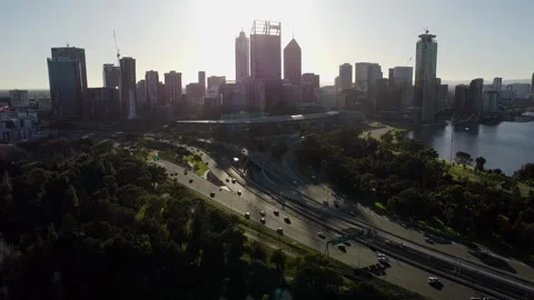 Drone Aerial View of Freeway and Perth S... | Stock Video | Pond5